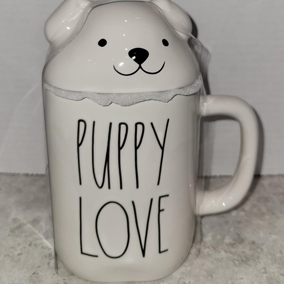 Rae Dunn | Dining | Rae Dunn Puppy Love Ceramic Mug With Top | Poshmark